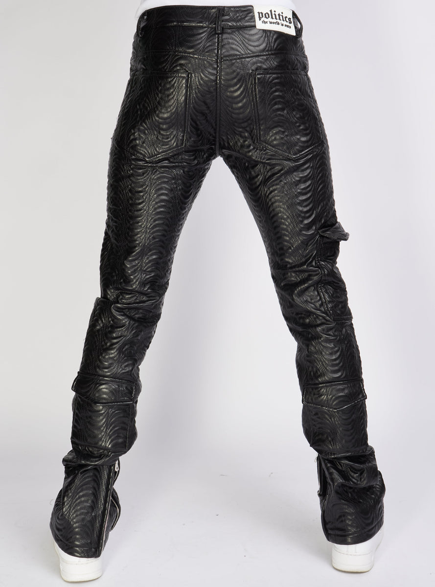 Politics Jeans - Cargo PU Leather Stacked - Murphy - Black - 551